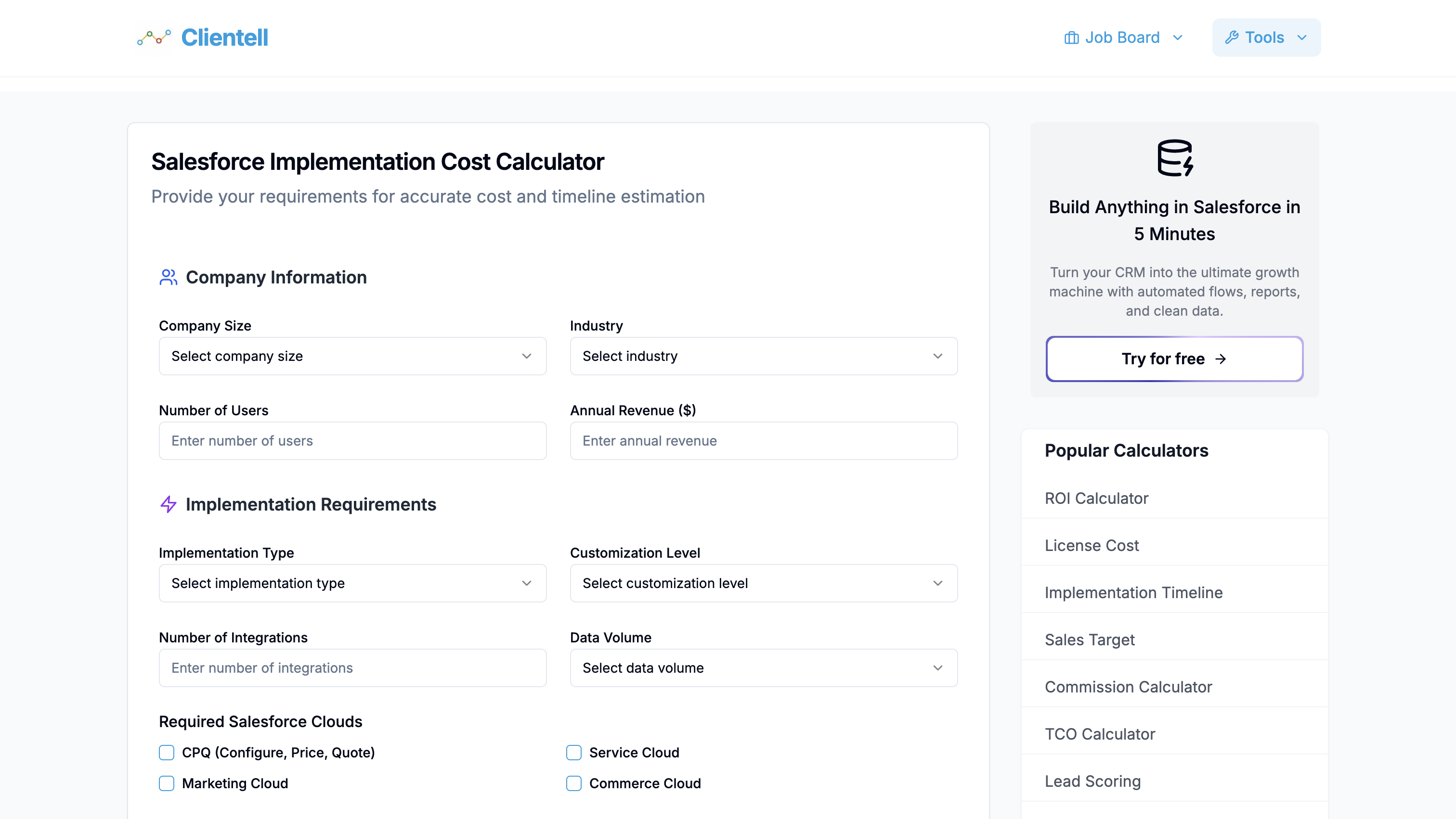 Salesforce Implementation Cost Calculator | AI-Powered Estimator